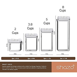 Shazo (Set of 7 Airtight Food Storage Containers with Lids - Leakproof, BPA Free Clear Plastic Cereal Containers for Kitchen & Pantry Organization