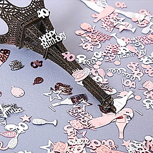 40th Birthday Confetti Rose Gold Number 40 Happy Birthday Party Confetti Metallic Foil Balloon Star Birthday Cake Table Scatter Confetti for 40 Birthday Party Anniversary Celebration Decorations