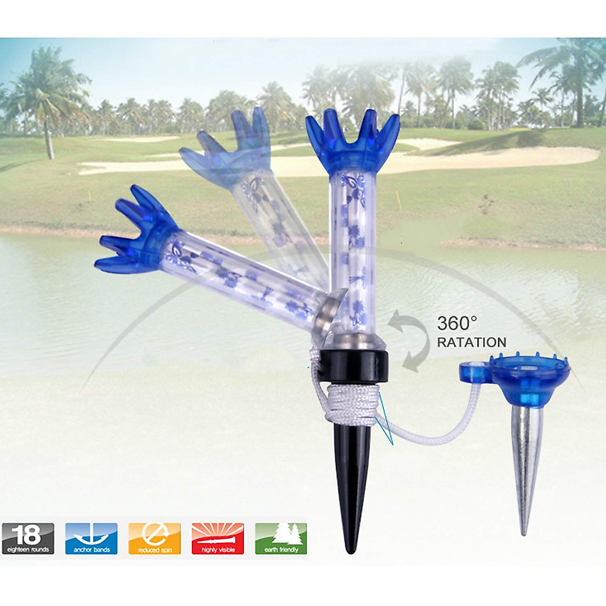 VEASAERS Golf Tees Unbreakable Plastic Magnetic 80 mm Long Bulk Reusable 4 Pack Blue Red Flexible Magnet Tee Lift Step for Men Women Practice Training Set (4 Pack)