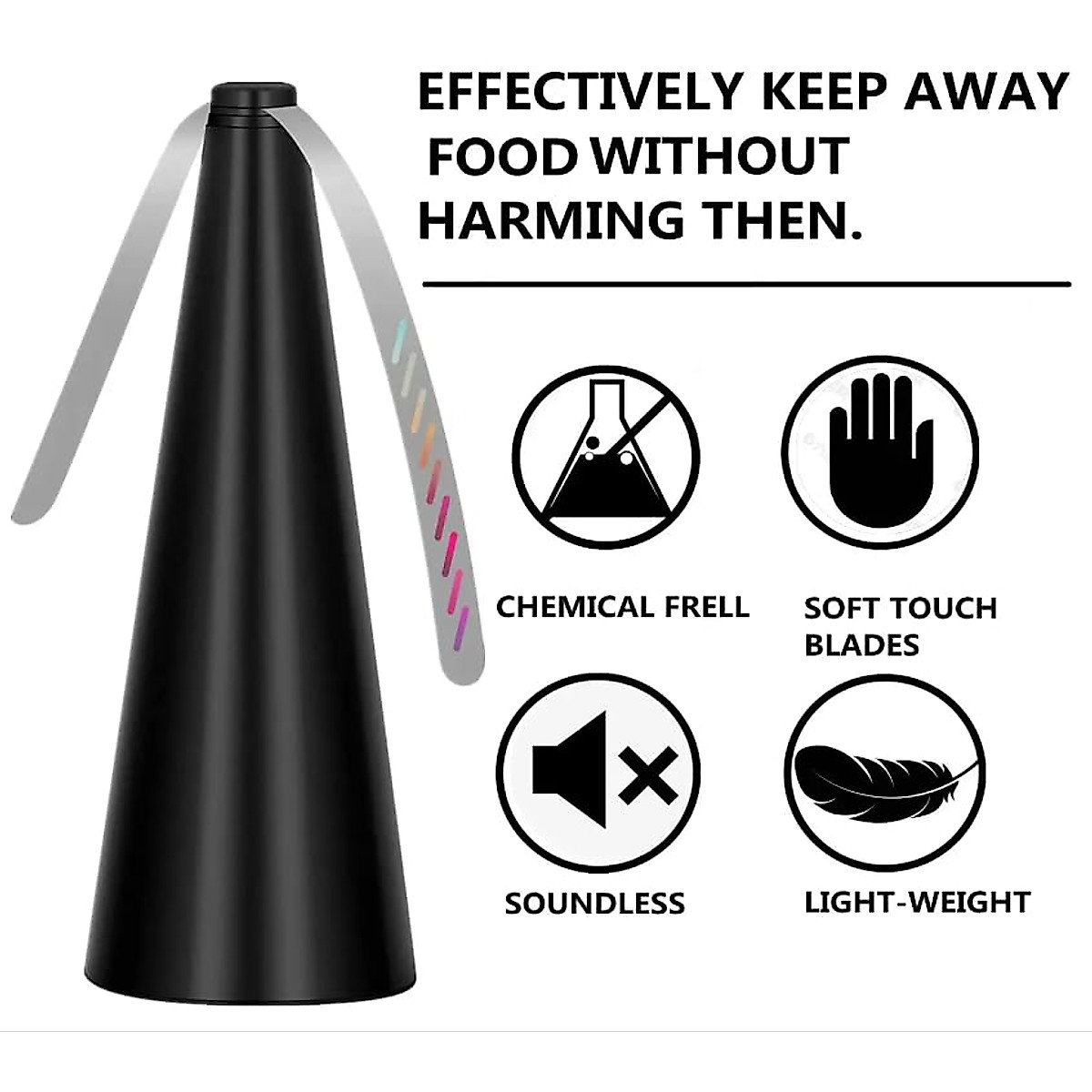 Fly Swatter Fan by AlphaDesignLuxe (USB or AA Battery Powered), Repellent Outdoor Indoor Portable Table Top Fan Fly Spinner with Holographic Blades for Picnic Patio Home Party BBQ (Bronze)