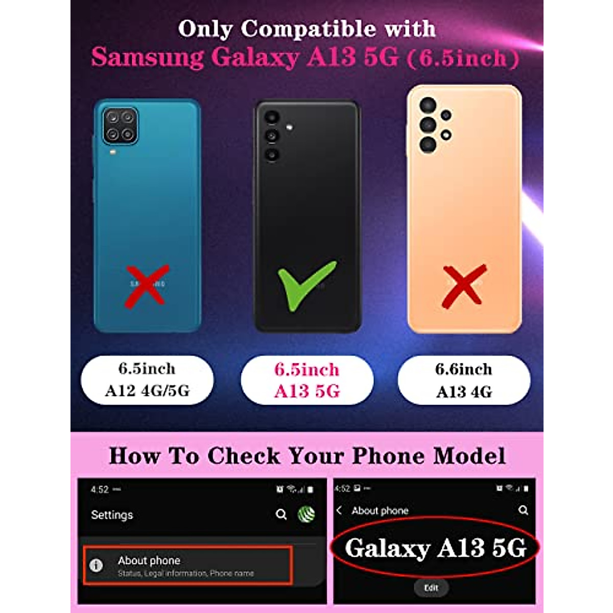 Goocrux for Samsung Galaxy A13 5G Case Skeleton for Women Girls Cute Skull Girly Phone Cover Gothic Design Aesthetic with Slide Camera Cover Funny Cool Cases for Galaxy A13 6.5''