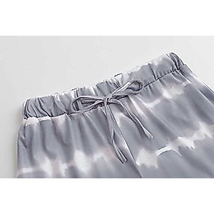 VENTELAN Womens Pajamas Tie Dye Printed Striped Tank and Shorts Set Soft PJS Sleepwear Loungewear Grey Tie Dye XX-Large