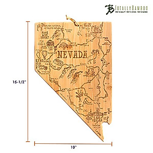 Totally Bamboo Destination Nevada State Shaped Serving and Cutting Board, Includes Hang Tie for Wall Display