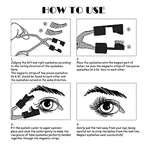 INDKOPVA Magnetic Eyelashes Applicator Helper Tool, Magnetic False Eyelashes Clip, Easily Apply Magnetic Eyelash Curler Partner Without Eyeliner (Gold)