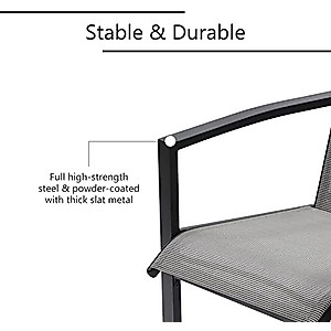 Dulce Domi Patio Chairs Set of 4, Rust-Free Outdoor Chairs W/Metal Slat Finish, 2x1 Textilene Dining Chairs Set of 4, Patio Chairs L23”xW22”xH38” Max Weight 280 Lbs