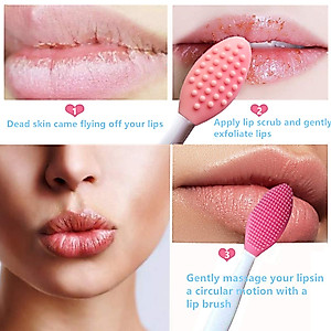 Lip Brush Tool,Double-Sided-Silicone Lip Scrub Brush Silicone Lip Brush Exfoliating for for Men Women(4 Colors,4 PCS)