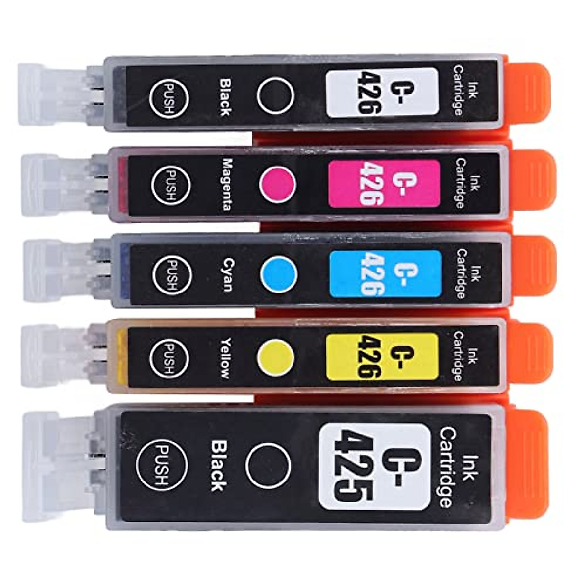 Inkjet Cartridge Replacement ABS Housing Ink Cartridge Accessories Multi Colors for PIXMA Hospital School Government (BK BK C M Y 5 Colors)