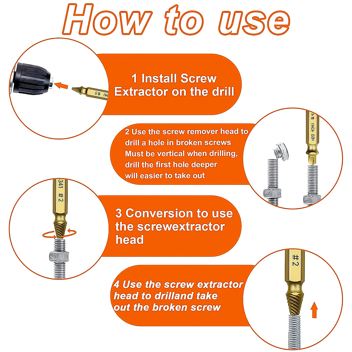12 PCS Damaged Screw Extractor Set, 6 HSS 4341 Material Stripped Screw Kit and 6 Damaged Bolt Water Pipe Remover Set for Thread Broken Stud, Screw, Bolt, Water Pipe, Easy Take Out