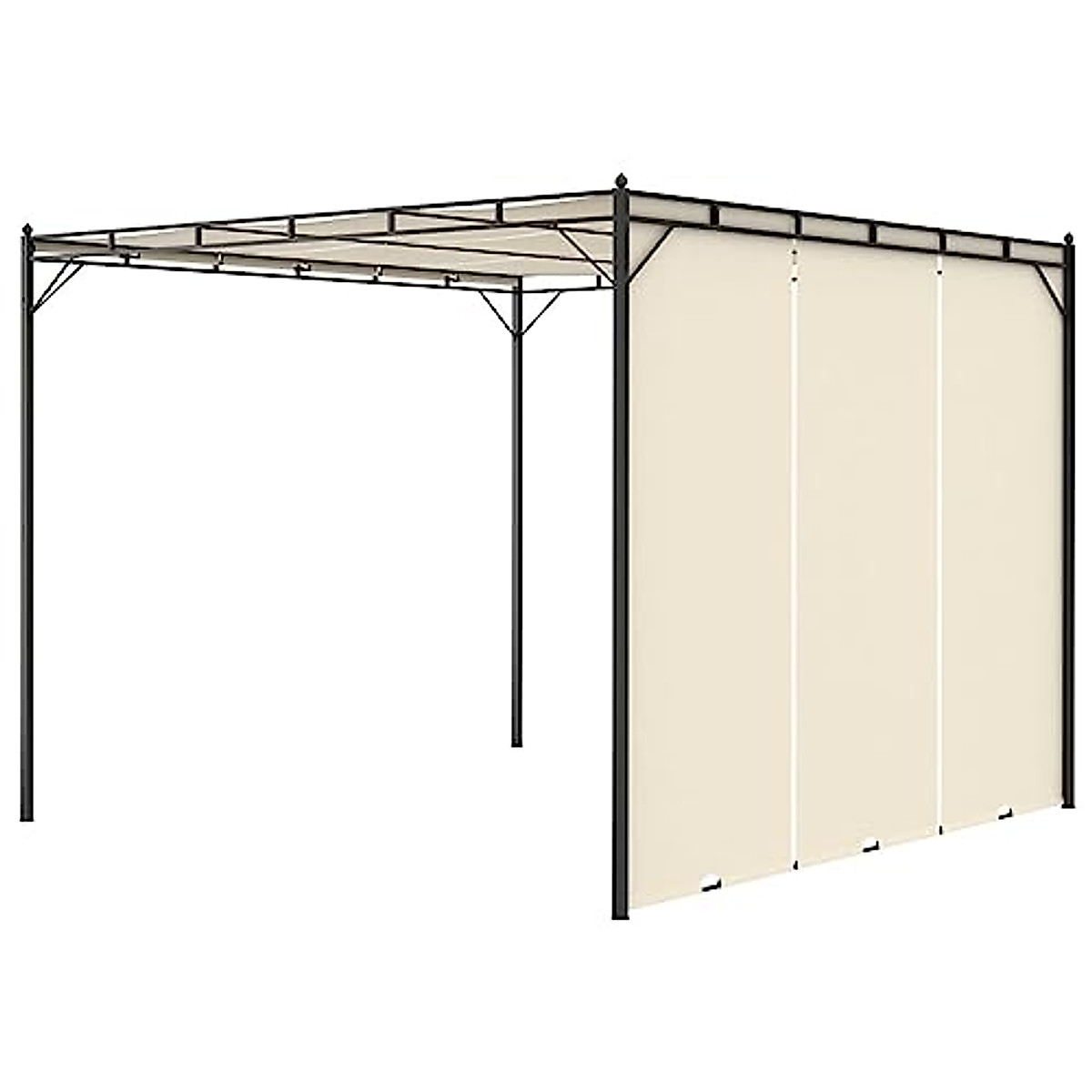 Garden Gazebo with Side Curtain,Outdoor Gazebo,Hardtop Gazebo,Patio Gazebo,Backyard Gazebo,Camping Gazebo,for Barbeque, Patio, Deck,Garden Party,Markets,118.1"x118.1"x88.6" Cream