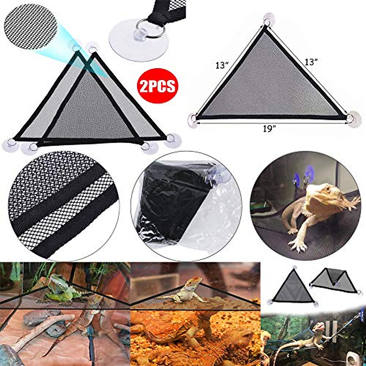 Hamiledyi Bearded Dragon Tank Accessories Lizard Hammock Climbing Jungle Vines Adjustable Leash Bat Wings Flexible Reptile Leaves with Suction Cups Reptile Habitat Decor for Gecko,Snakes,Chameleon