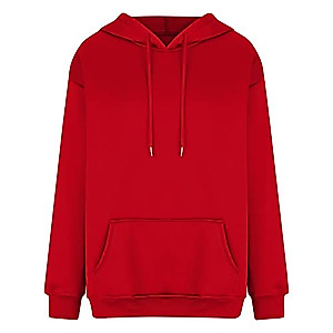 CUCUHAM Womens Hoodies, Winter Clothes for Women, Purple Shirt for Women, Green And Red Striped Sweater, Plus Size Hoodies, Black And White Hoodie, Basic Hoodies, Sweatshirt Jacket(X-Large,Dc-Red)