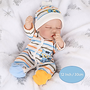CARANOVO Reborn Baby Dolls - 12 Inch Realistic Sleeping Newborn Small Baby Doll for 3 + Year Old Kids
