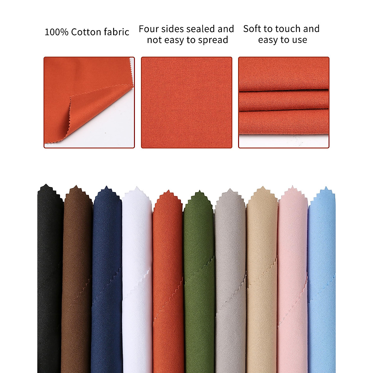Caydo 10 Pieces Embroidery Fabric, Including 10 Colors Embroidery Cotton Fabric, 5 Colors Water-Soluble Pens, 7.9 by 7.9 Inch