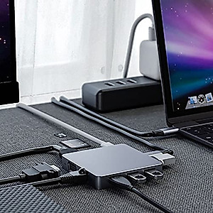 14 in 1 USB 3.1 Type-C HUB USB -C to HDMI 4K 30Hz VGA 100W PD Charging Adapter RJ45 Audio SD TF Card Reader USB 3.0 Hub for MacBook Nintendo Samsung Dex (Silver)