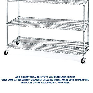 Seville Classics Crafted Steel Replacement Utility Parts Office, Kitchen, Warehouse, Garage On Racks, Carts, Workbenches, Shelving Units, 3" Diameter Wheel
