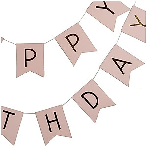 Ginger Ray Pastel Perfection and Gold Foiled Happy Birthday Bunting Banner, Pink, Hanging Bunting Banner