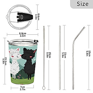 Wassud Cartoon Alpaca 20 oz Tumbler with Lid and Straw Stainless Steel Double Wall Vacuum Tumblers Insulated Travel Coffee Mug for Cold and Hot Drinks