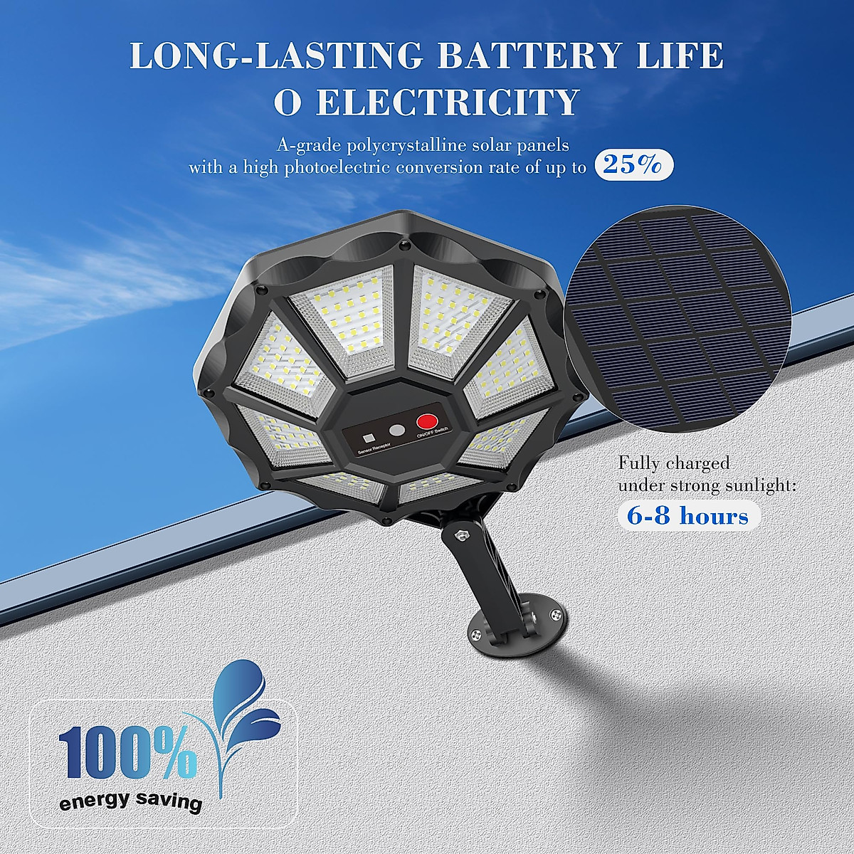 OKPRO Solar Street Lights Outdoor - 1000W Solar Parking Lot Lights, 7000K LED Solar Lights, Dusk to Dawn, Motion Sensor,IP66 Waterproof, Commercial Grade