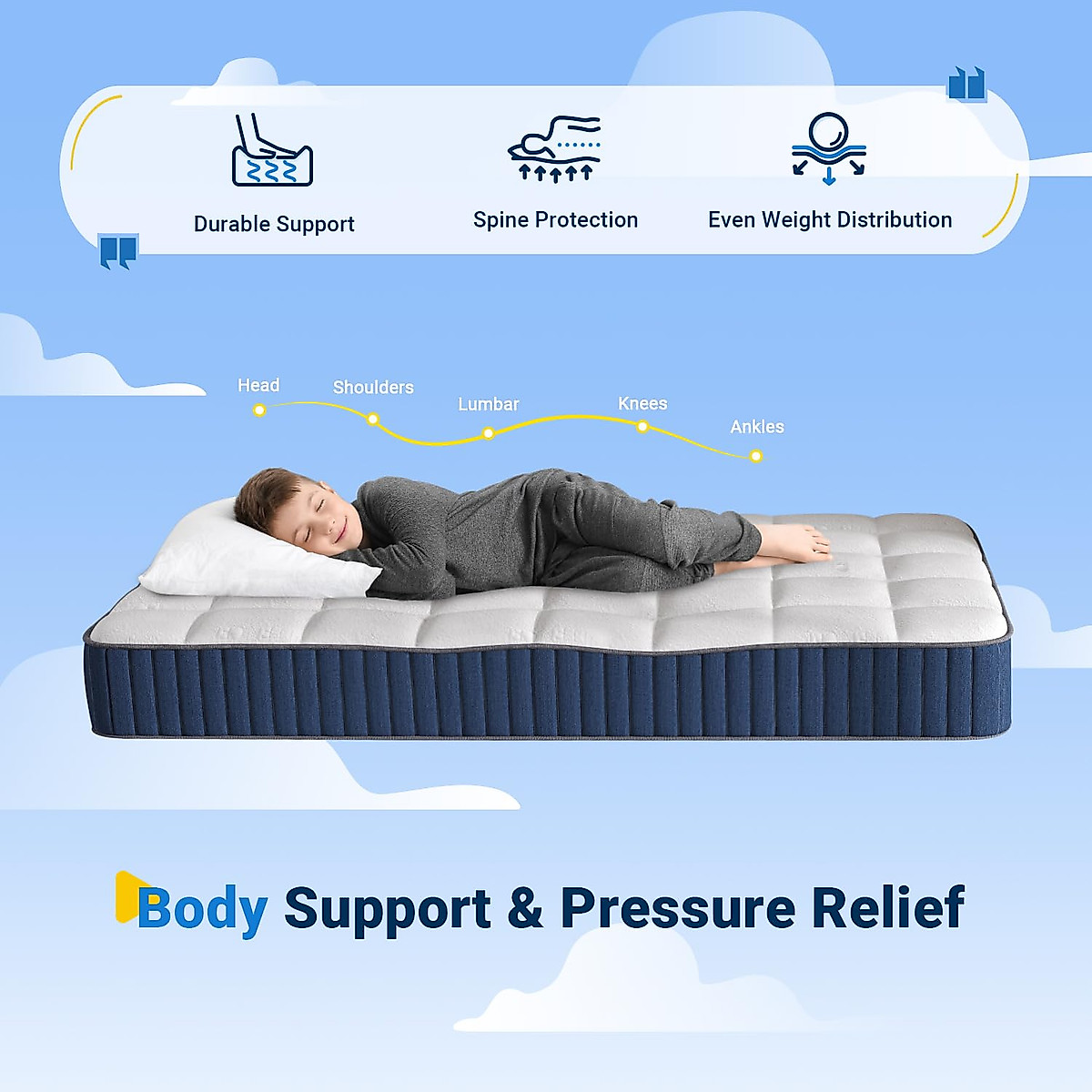 Avenco Twin Mattresses, 12 Inch Hybrid Twin Size Mattress with Latex Memory Foam Medium Firm Twin Bed Mattress in a Box, CertiPUR-US Certified & 10 Years Warranty