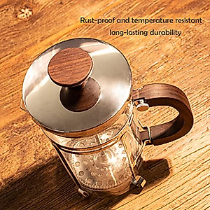 PANIOSIA French Press Coffee Maker Solid Walnut Wood thoughtfully handmade-4 Filter 34OZ Coffee French Press with Spoons and Brush | Durable French Press Glass with Borosilicate Glass French Press