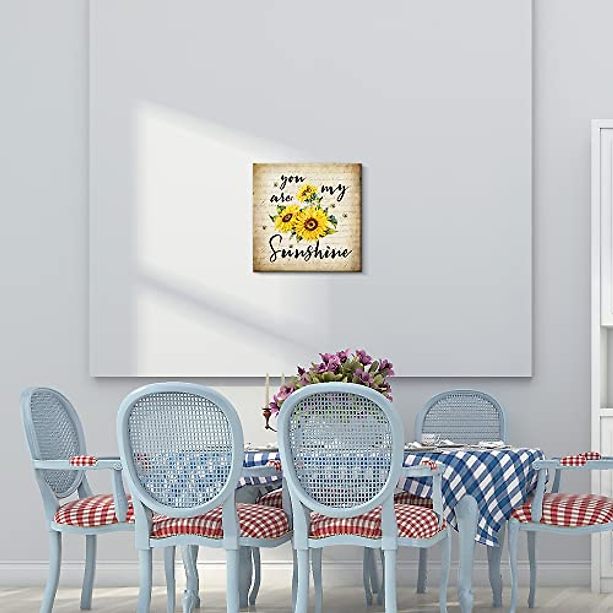 Sunflower Canvas Wall Art You Are My Sunshine Inspirational Quote Sign for Kitchen Living Room Wall Decor (12" x 12", Sunflower)