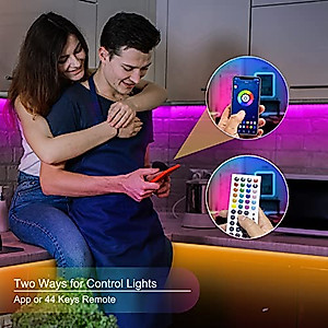 KENTA Led Strip Lights 35ft Smart Light Strips with App Control Remote, 5050 RGB Led Lights for Bedroom, Music Sync Color Changing Lights for Room Party