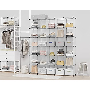 HOMIDEC Closet Organizer, 12-Cube Closet Organizers and Storage, Portable Closet Storage Shelves, Clothing Storage for Kids, Closet, Bedroom, Bathroom, Office (11.8x11.8x11.8 inch), Transparent