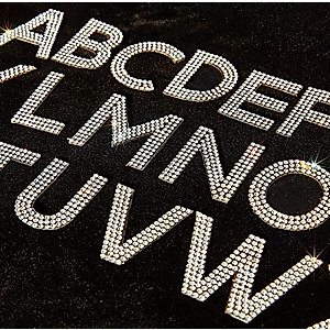 Locacrystal 34Pcs Bling Rhinestone Alphabet Letter Stickers, A-Z Letters Self-Adhesive hotfix Crystal Rhinestones Word Stickers for Cars Arts Crafts Clothing DIY Decoration(White/Silver)
