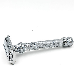 Parker 66R Twist-to-Open Double Edge Safety Razor with 5 Parker Platinum Blade Refills for Smooth and Close Shaves