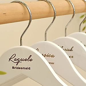 Clibeslty Personalized Bride Hanger,Engraved Bridesmaid Hanger,Name Engraved Wood Hanger Bridal Party Wedding Gifts(White)