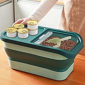 LKSTK 13 LB Collapsible Dog Food Storage Container, Folding Pet Food Container with Lids, Airtight Cat Food Containers with Measuring Cup and Scoop, Kitchen Rice Storage for Pet Food, Cereal