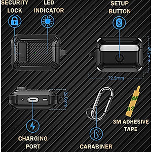 Olytop for Airpods Pro 2 Gen/Pro Case Lock with Cleaner kit&Replacement Ear Tips(S/M/L), Rugged AirPod Pro 2nd/1st Generation Protective Cover for iPod Pro 2019/2022 with Keychain, Black