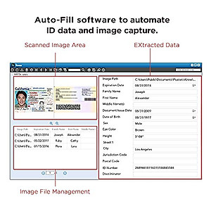 Plustek Duplex Driver Licnese & ID Card Scanner - The Integrated Software Automatically Extracts ID Data and Populates into Data Fields, in Addition to Age Verification. Support Windows only