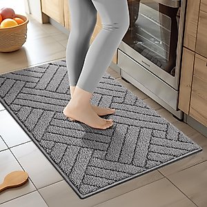 JEEDOVIA Kitchen Rugs Non Slip Kitchen Mats for Floor Kitchen Runner Rug, 20"x31.5"Grey Absorbent Resist Dirt Comfort Standing Mat for Entryway,Hallway, Front of Sink, Machine Washable