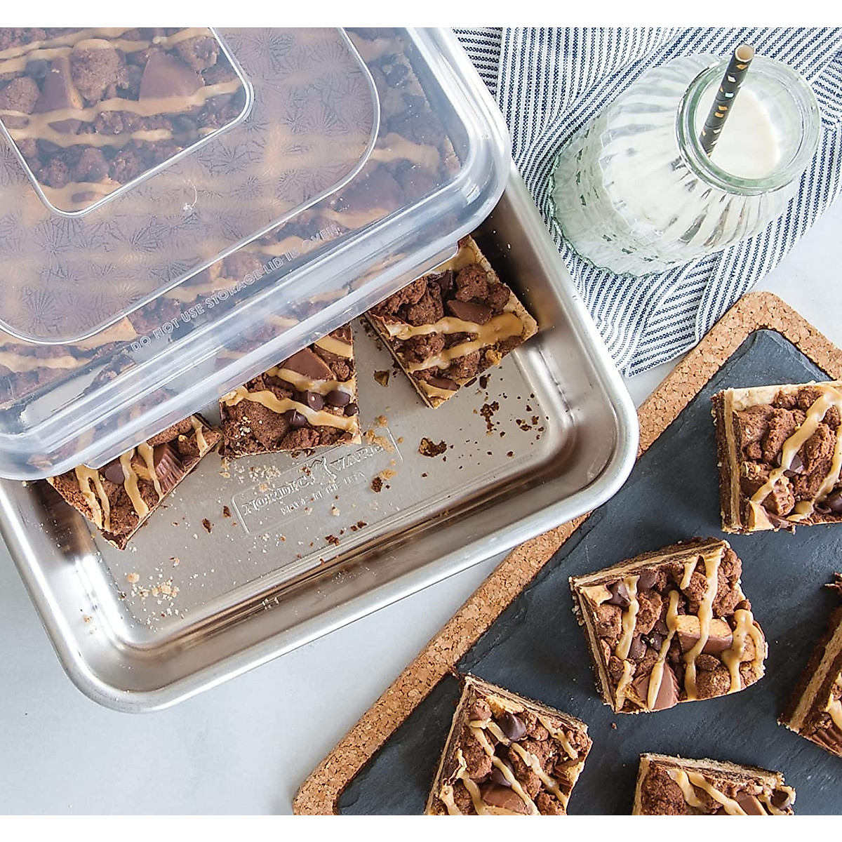 Nordic Ware Natural Aluminum Commercial Cake Pan with Lid, Rectangle Pan with Lid Silver, 9 x 13