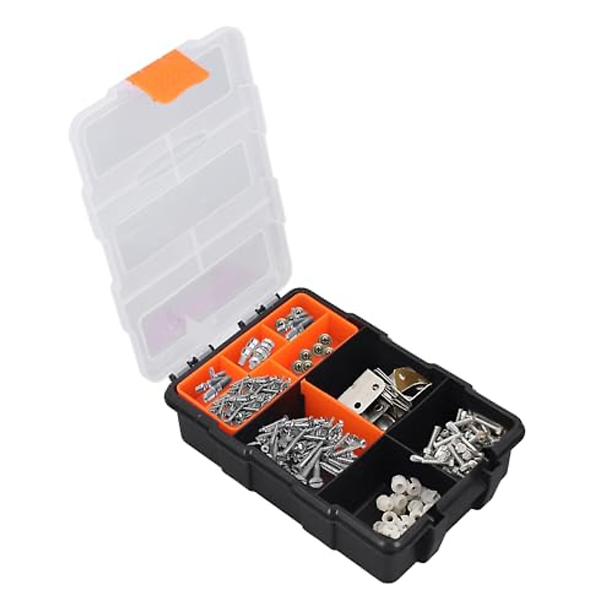 8.9x6.1x2.2in Small Parts Organizer, Tools Storage Box, Hardware Organizers with Removable Plastic Dividers, PVC Components Parts Tool Organizer for Hardware, Screws, Bolts, Nails, Jewelry