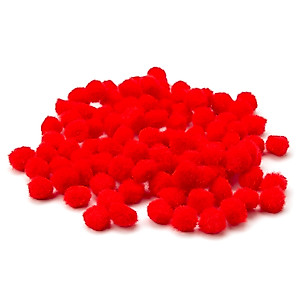 Cousin DIY Red 1/2 inch Poms, 100 Pack