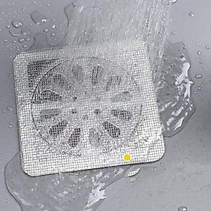 4" X 4"Disposable Floor Drain Sticker Shower Drain Hair Catcher Shower Drain Cover Hair Catcher Mesh Stickers for Bathroom Washbasin Bathtub Kitchen Sink for Human and Pet Hair (50PCS)