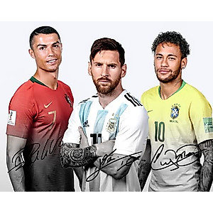 Ikonic Fotohaus Lionel Messi Cristiano Ronaldo Neymar Jr Signed Photo Autograph Print Wall Art Home Decor