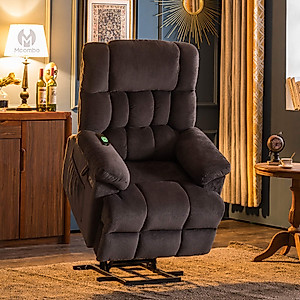 MCombo Power Lift Recliner Chair Sofa with Massage and Heat, Adjustable Headrest, 3 Positions, USB Ports, for Elderly People, 7533 (Fabric, Grey)