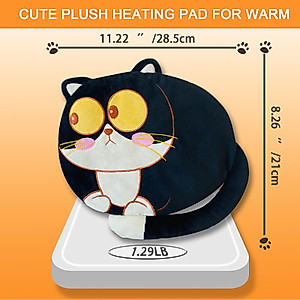 Kivdes Microwave Heating Pads for Cramps/Period/Back/Abdomen Pain Relief,11in*8in Microwavable Weighted Moist Stuffed Cute Stuffed Animal Heating Pad Washable Removable Lavender Scented Black Cat