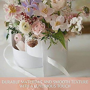 BBJ WRAPS Flower Box with Lid for Arrangements, Double Layers Rotating Drawer Luxury Round Flower Bouquet Gift Boxes Packaging, 1 Set, 7.5"(D) x 6.5"(H) (Pink)