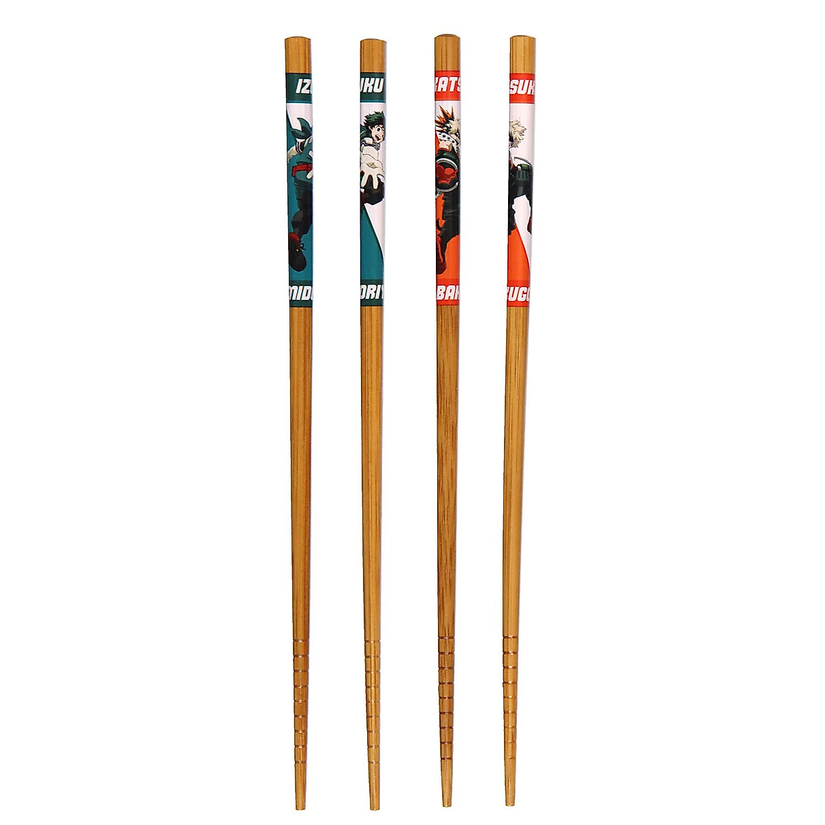 My Hero Academia Set Of 4 Collectible Anime Bamboo Chopsticks 8.85 Inches Long Gift Set
