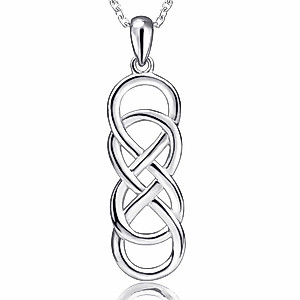 APOTIE Celtic Infinity Necklace for Women - 925 Sterling Silver CZ Infinite Pendant Eternal Jewelry Gifts for Girlfriend Wife (Silver)