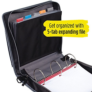 Five Star® Zipper 3-Ring Binder, 3" Round Rings, Black/Gray