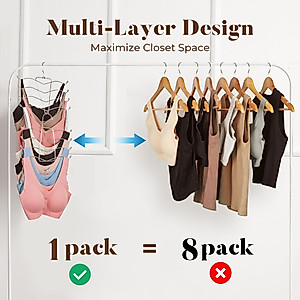 HOUSE DAY Bra Hangers 2 Pack, Tank Top Hangers Space Saving Hangers for Closet Organizers and Storage, Bra Organizer Closet Hangers Space Saver for Camisoles, Bras, Belts, Ties, Scarves, Swimsuits