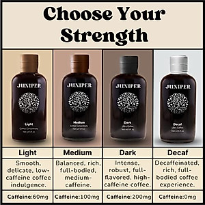 Juniper Ultra Coffee (Decaf) : Caffeine Free Organic Coffee Concentrate - 0mg of Caffeine per serving - Create Delicious Iced or Hot Coffee in an Instant with 20 Servings Per Bottle.