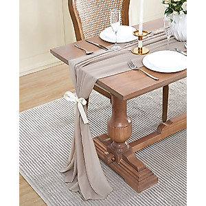 WARM HOME DESIGNS 35 x 288 Inch Nude Brown Chiffon Fabric. Use Luxurious Chiffon Material as Chiffon Table Runner, Wedding Arch Decorations, Window Scarf, Party Backdrop. CF Nude 288"