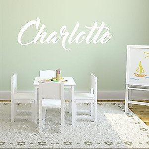 Fancy Cursive Single Personalized Custom Name Vinyl Wall Art Decal Sticker 36" W, Girl Name Decal, Girls Name, Nursery Name, Girls Name Decor, Girls Bedroom Decor, PLUS FREE 12" WHITE HELLO DOOR DECAL