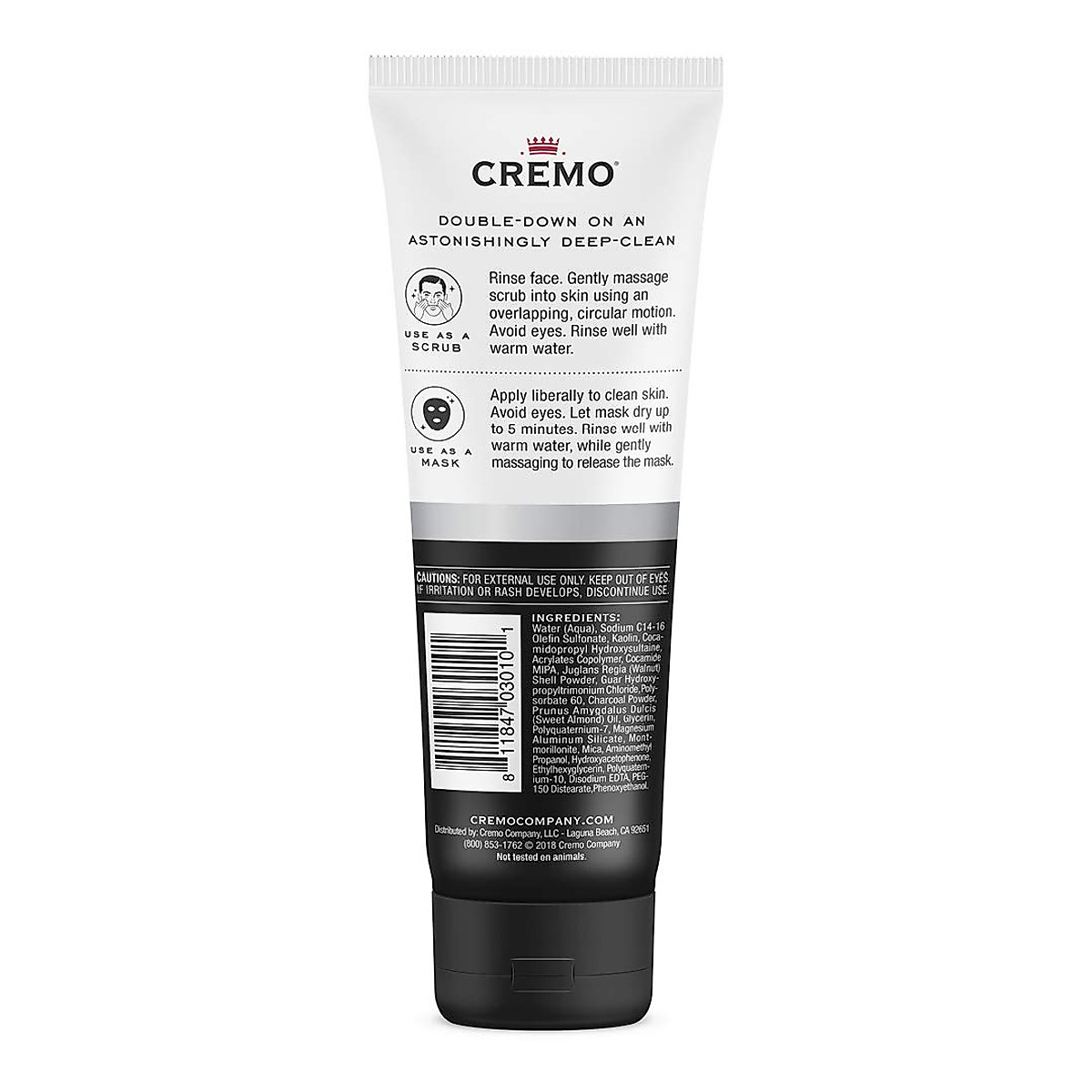 Cremo Detoxifying 2-in-1 Scrub & Mask, Activated Charcoal, 4 oz